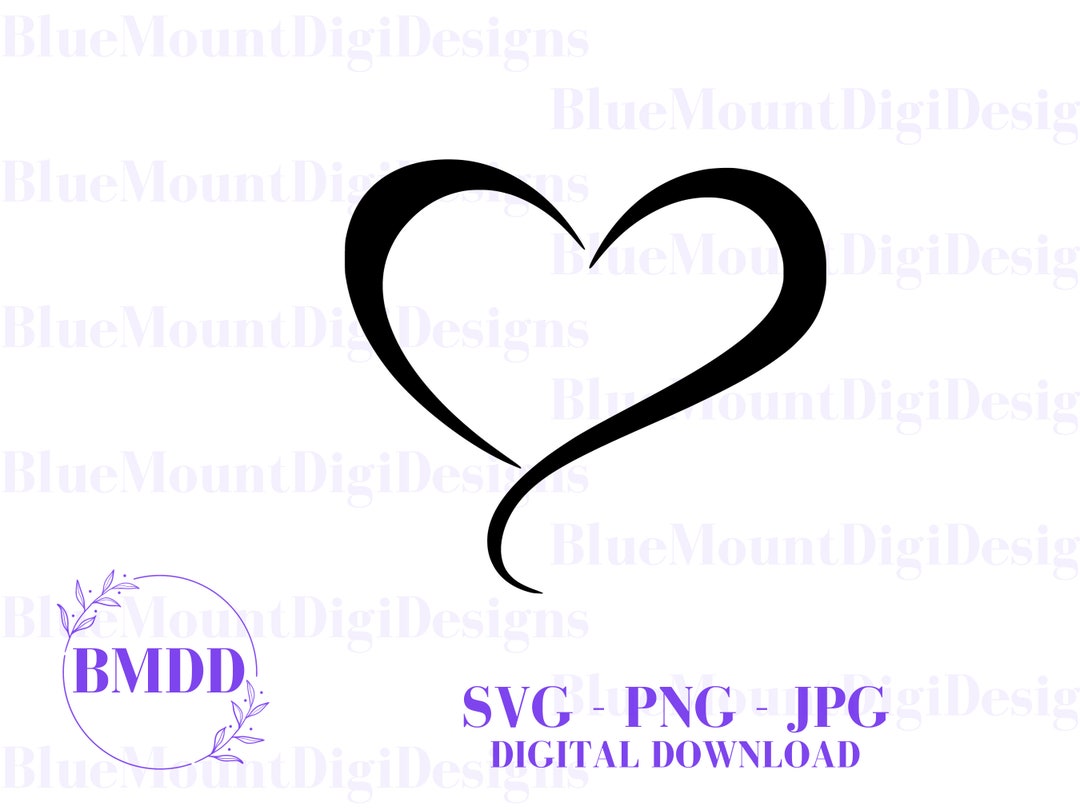 Open Heart With Swirl SVG, JPG, PNG Downloads, Open Heart Svg, Love ...