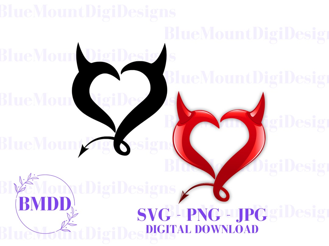 Devil Heart SVG, JPG, PNG, Instant Download, Love Hearts, Devil Heart ...
