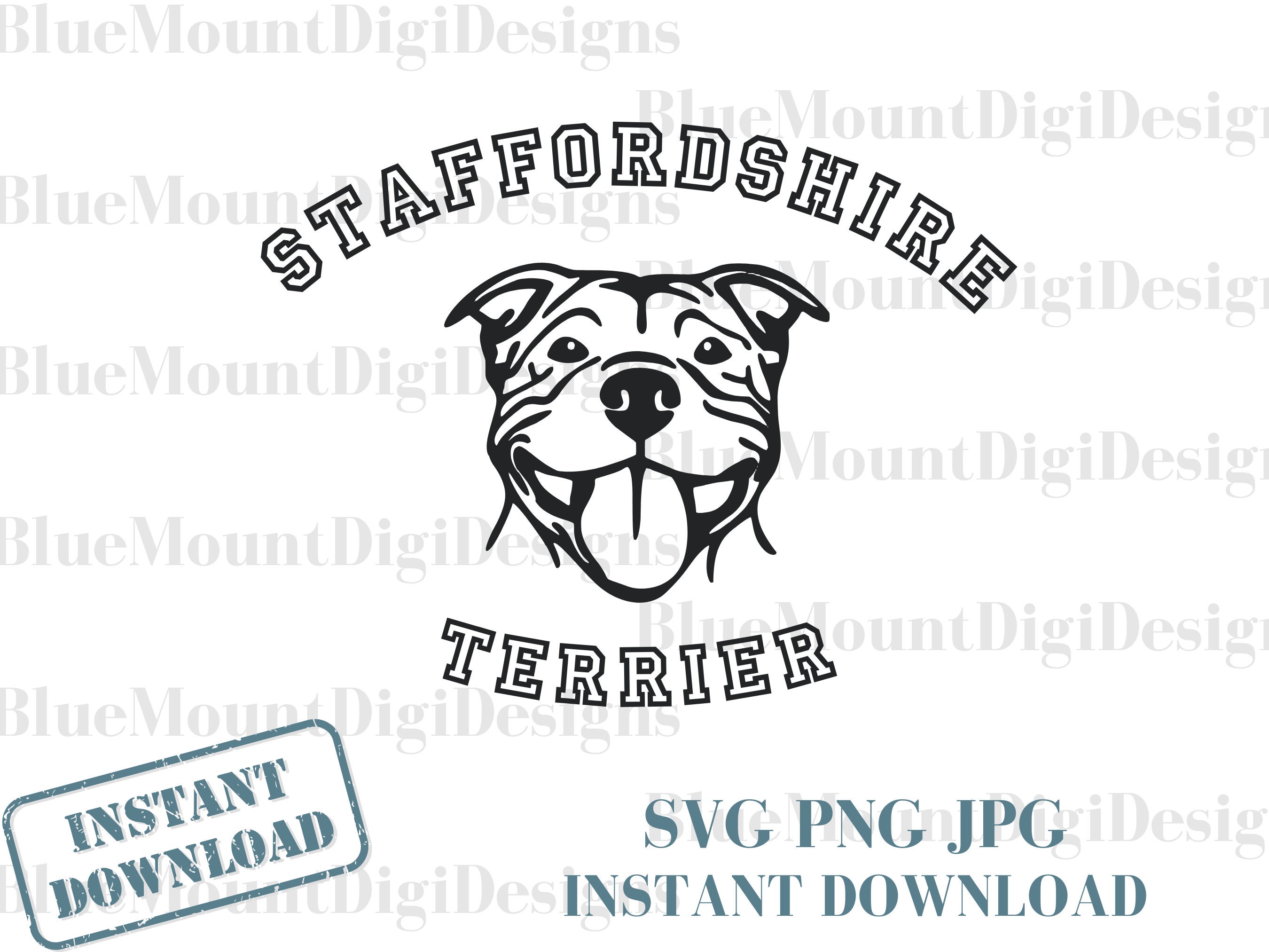 Staffordshire Terrier Svg Png Jpg, Instant Download, Amstaff Svg ...