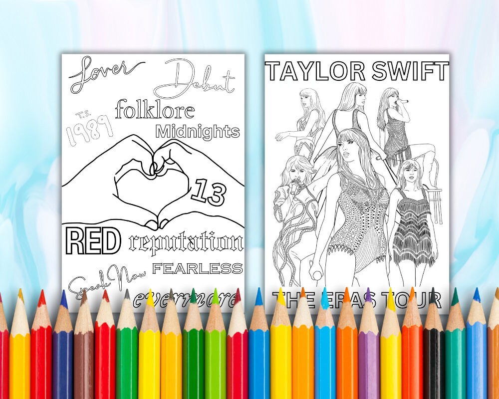 Taylor Coloring Pages, Swifties Coloring, Instant Downloads, Eras Tour ...