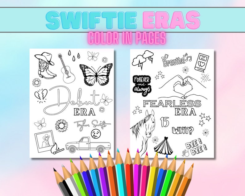 Taylor Eras Coloring Pages, Swifties Coloring, Instant Downloads, Eras ...