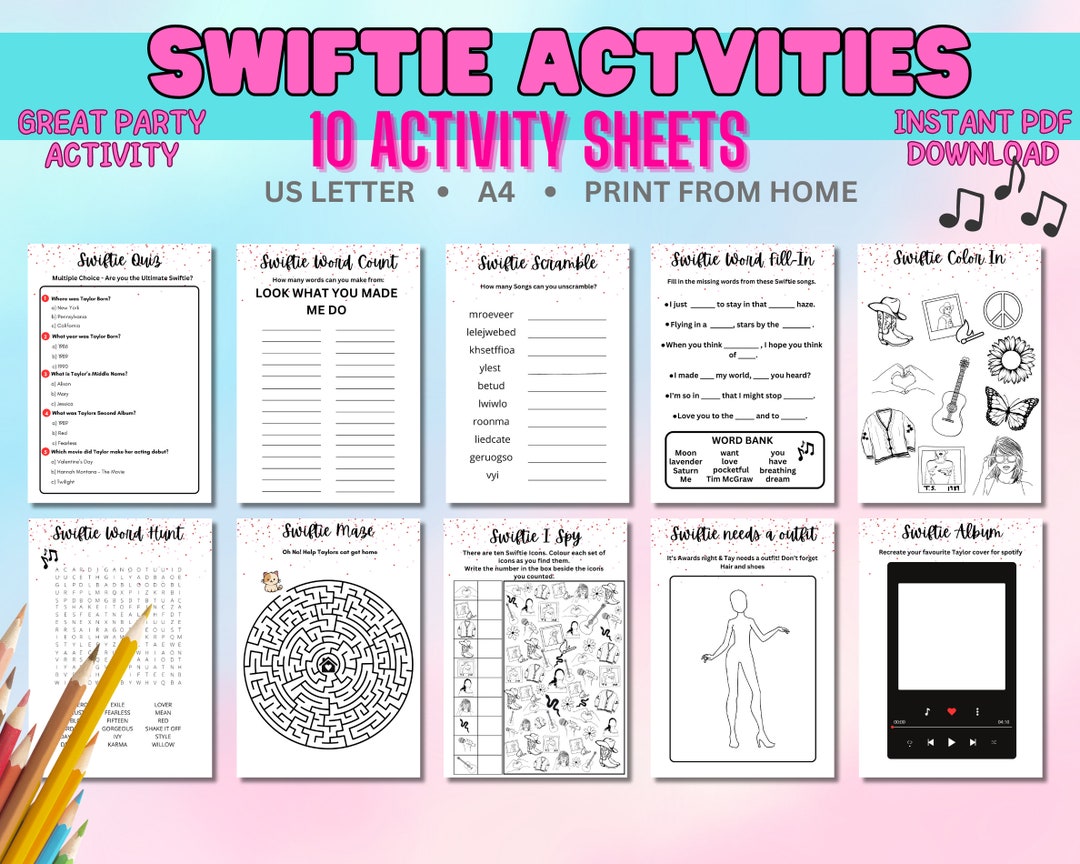 Swiftie Activities, Swift Party Games, Taylor Party Game Bundle, T ...