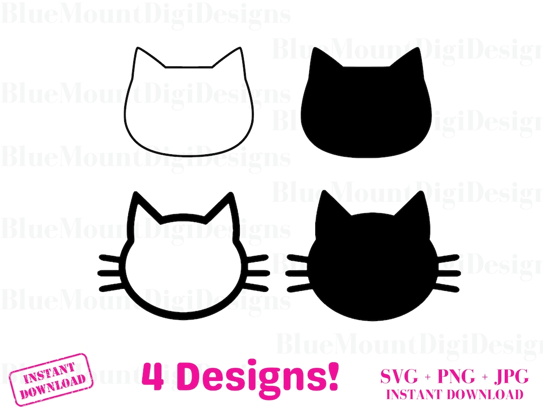 Cat Head SVG, JPG, PNG Downloads, Cats Svg, Cat Shapes, Cat Shapes Svg ...