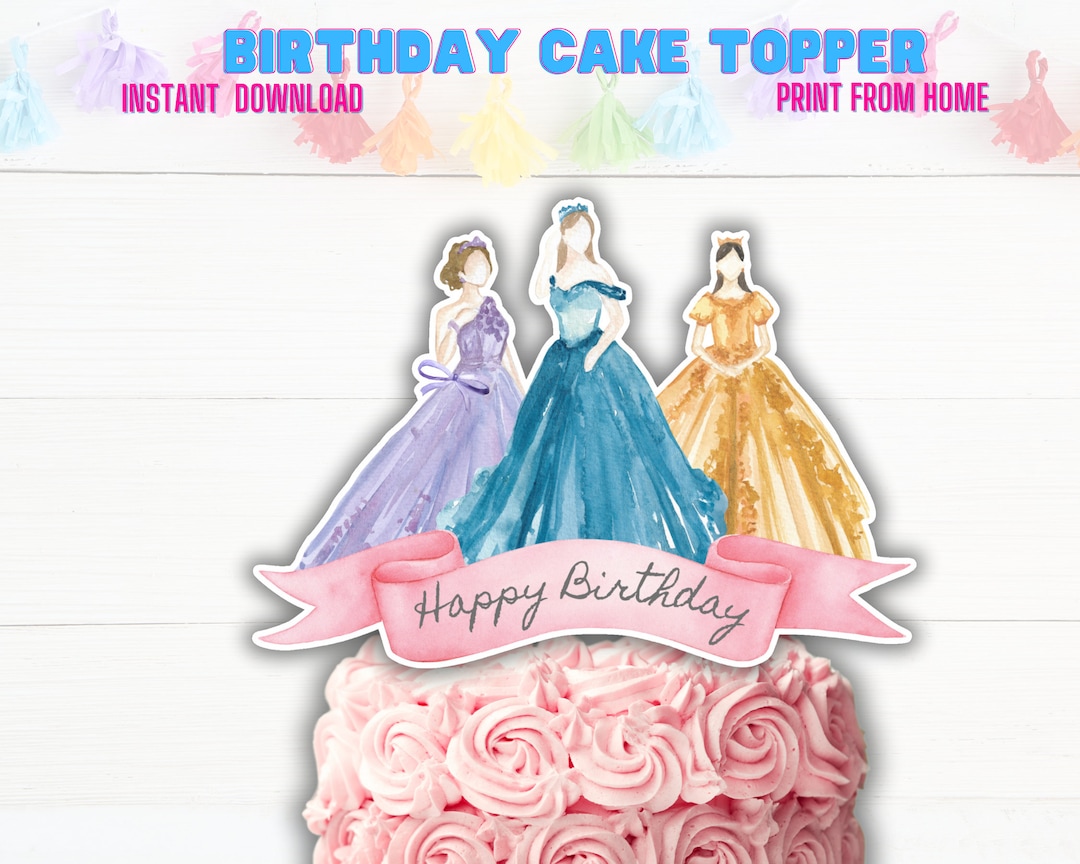 Watercolor Girls Cake Topper, Girl Birthday Party Decorations ...