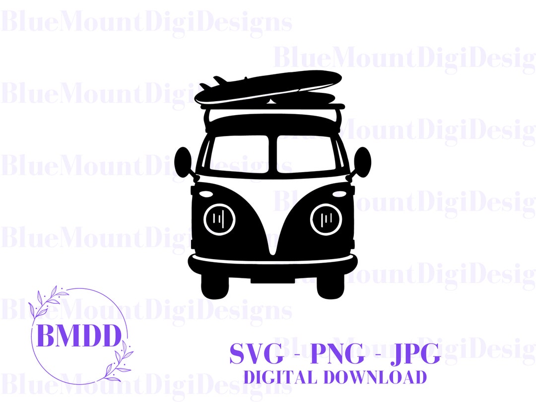 Kombi Bus With Surfboards SVG PNG hippy Bus Svg, Peace Bus Svg, Love ...