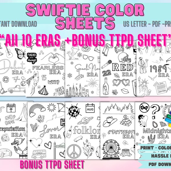 Eras Tour Birthday Coloring Sheet - Etsy