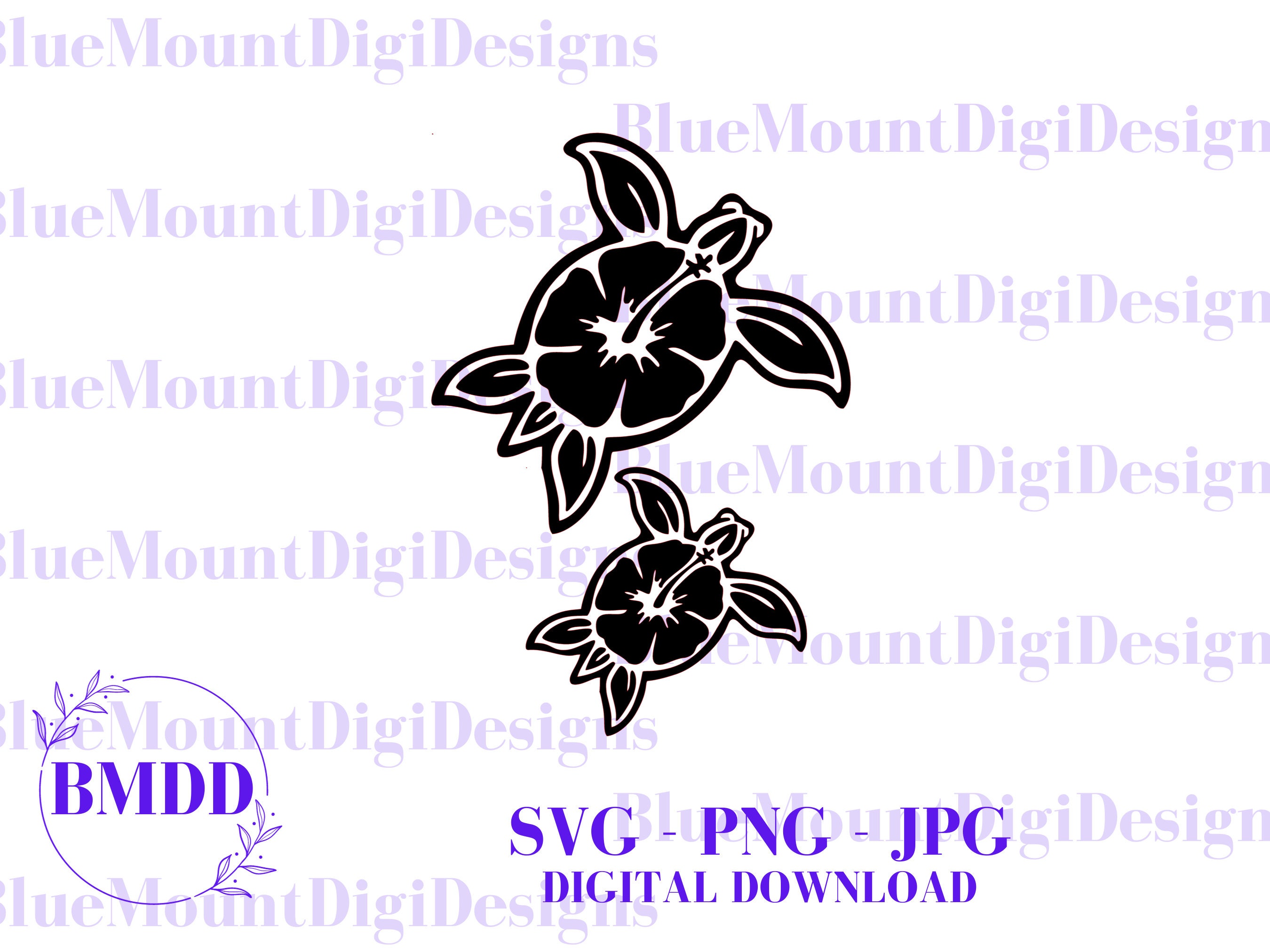 Hibiscus Twin Turtles SVG PNG Turtles Turtles Svg Turtle - Etsy