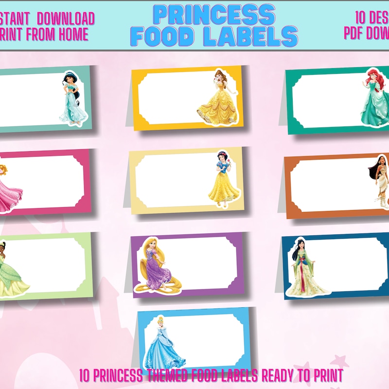 Princess Food Labels - Etsy
