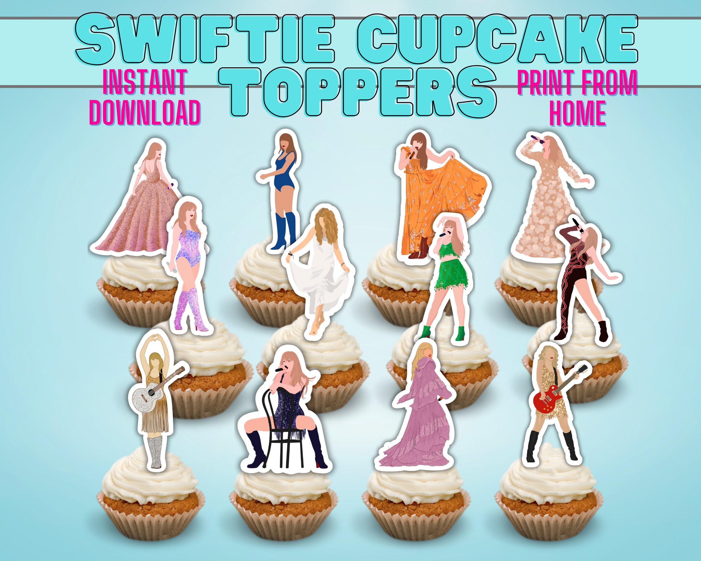 Eras Cupcake Toppers, the Eras Printable Cake Toppers, Taylor Cupcake ...