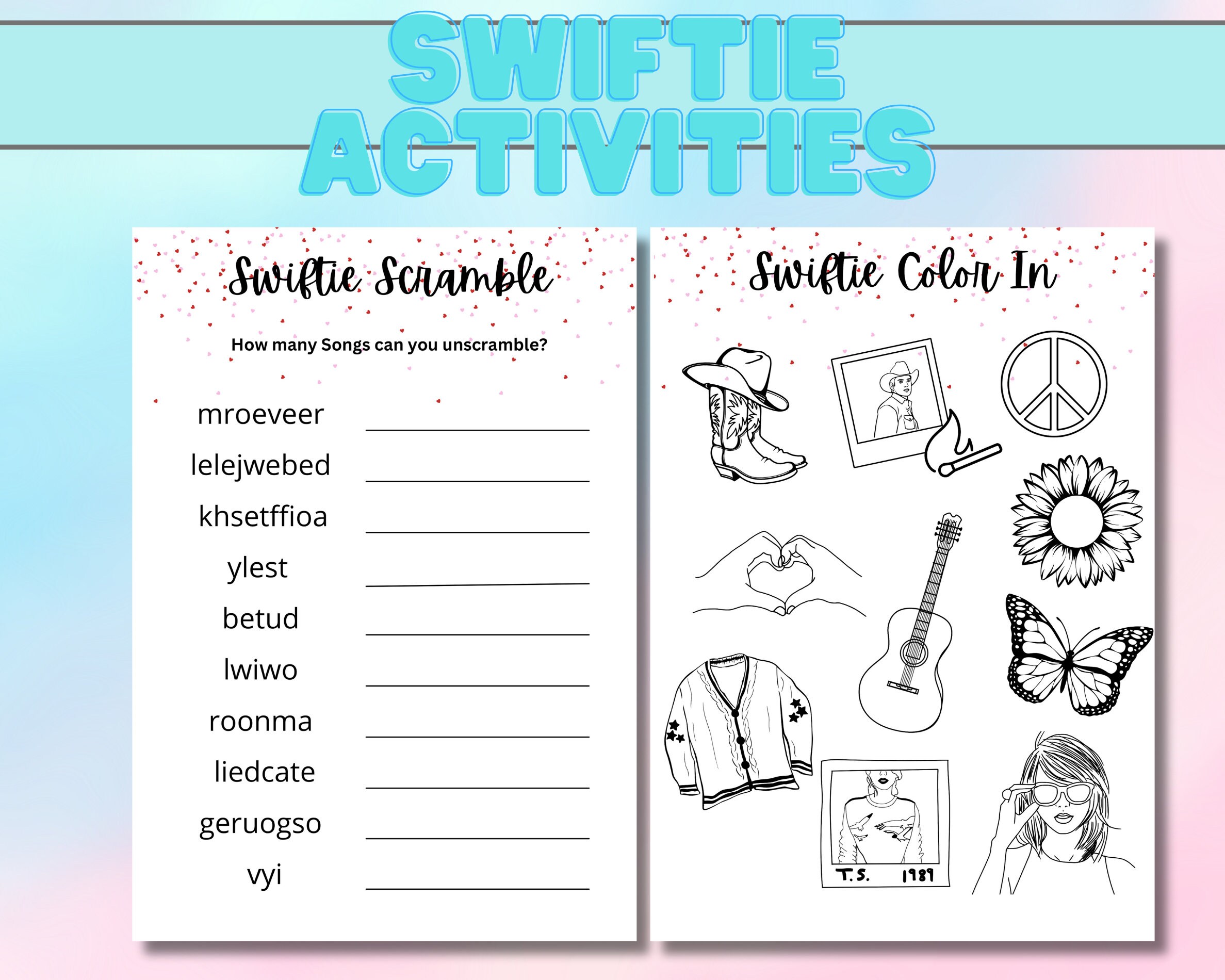 Swiftie Activities, Swift Party Games, Taylor Party Game Bundle, T ...