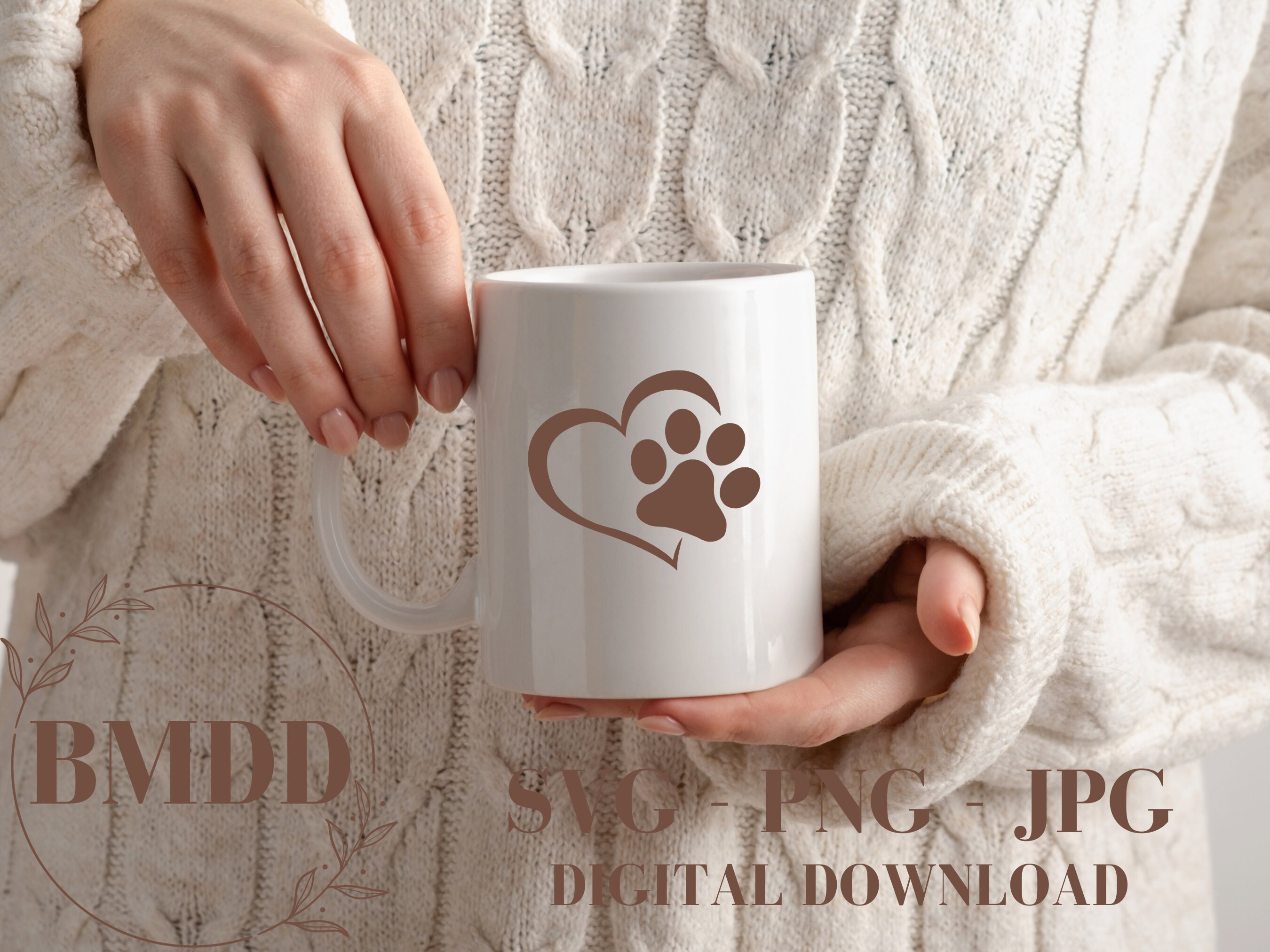 Paw Print Love Heart SVG JPG PNG Digital Download Love - Etsy