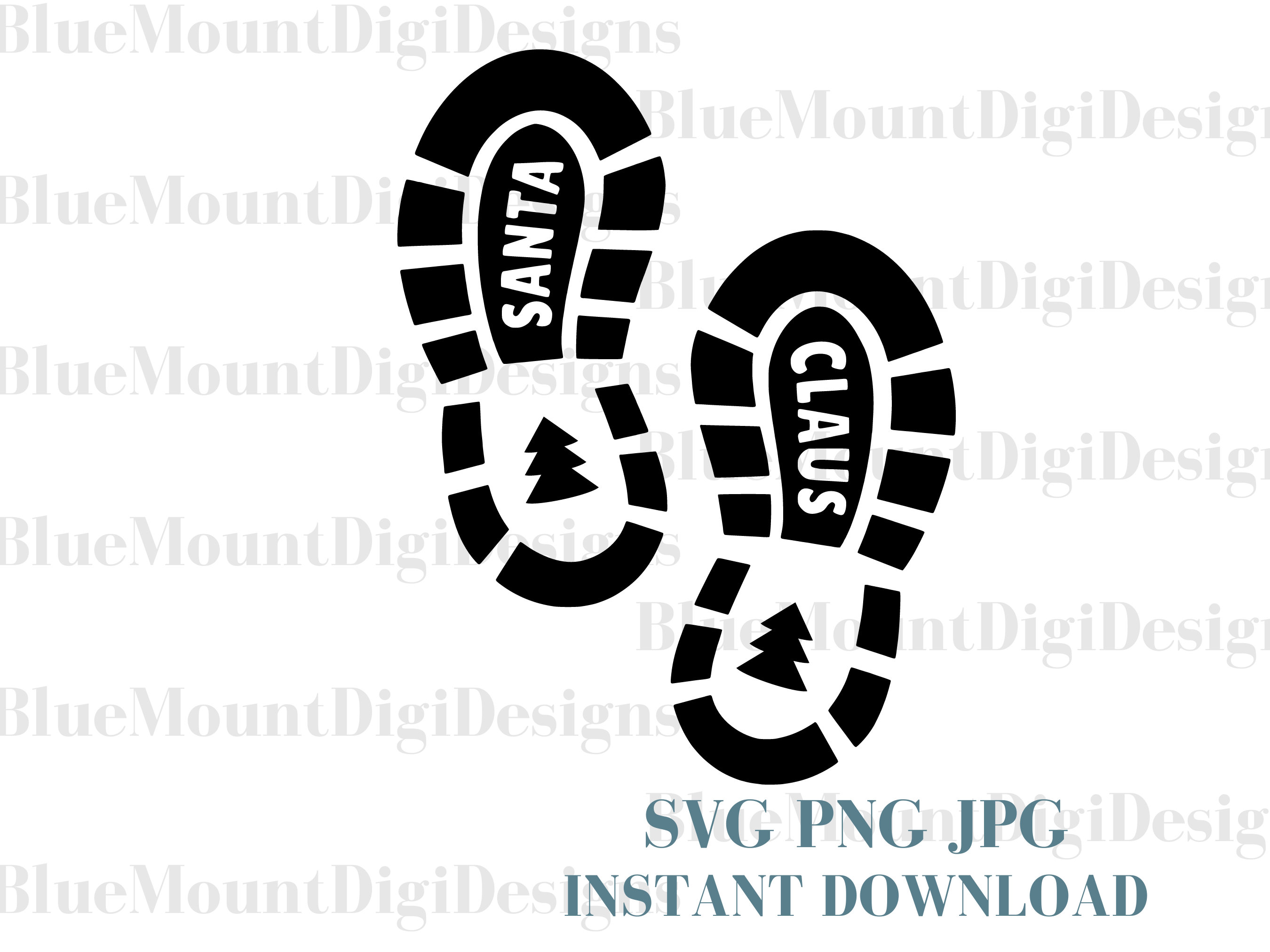 Santa Claus Foot Prints SVG JPG PNG Santa Feet Stencil - Etsy
