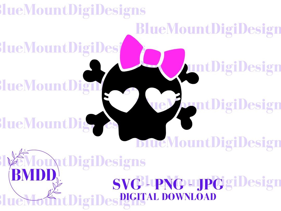Skullette With Bow SVG PNG Jpg,skull Svg, Girl Skull, Girly Skulls ...