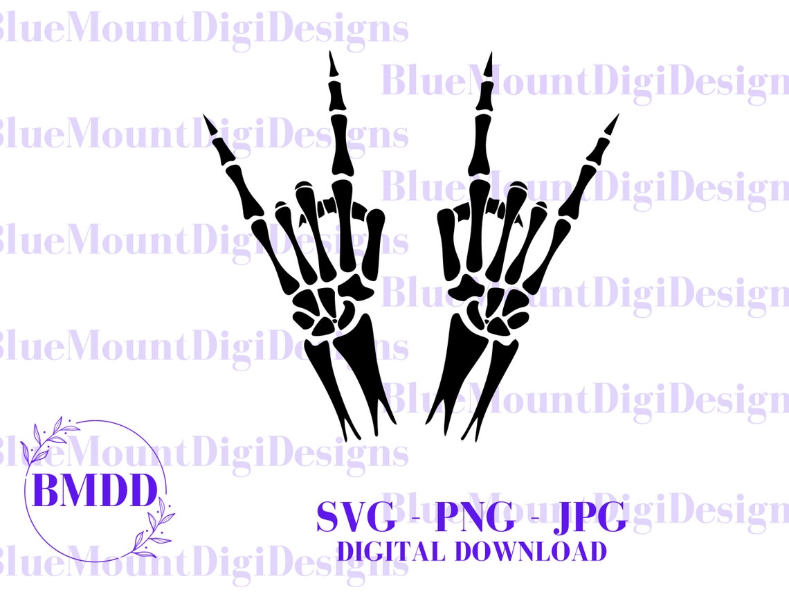 Skeleton Rocker SVG PNG JPG, Rock on Svg, Rockers Svg, Bones Svg, Skull ...