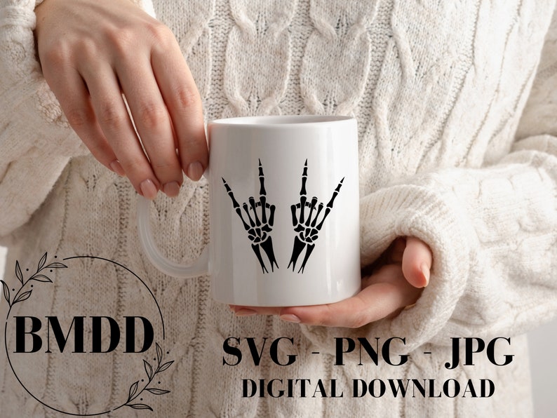 Skeleton Rocker SVG PNG JPG, Rock on Svg, Rockers Svg, Bones Svg, Skull ...