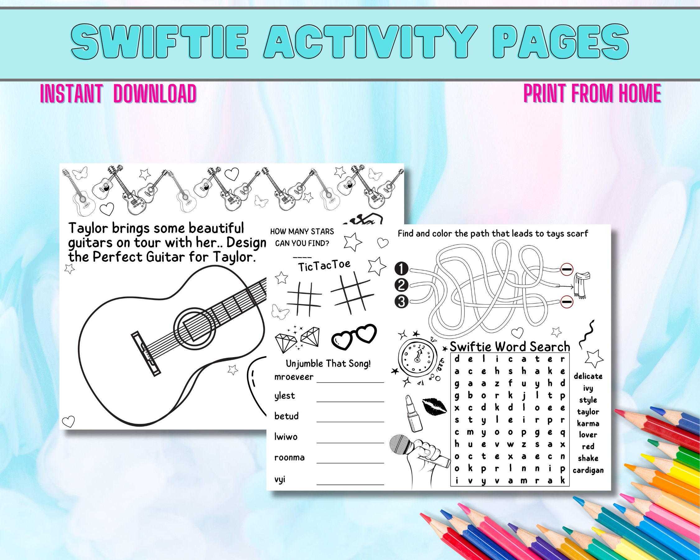Swiftie Activities for Kids, Swift Party Games, Taylor Party Game ...