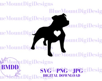 I Love My Staffy Sign Svg, Staffordshire Bull Terrier Gifts for Women ...