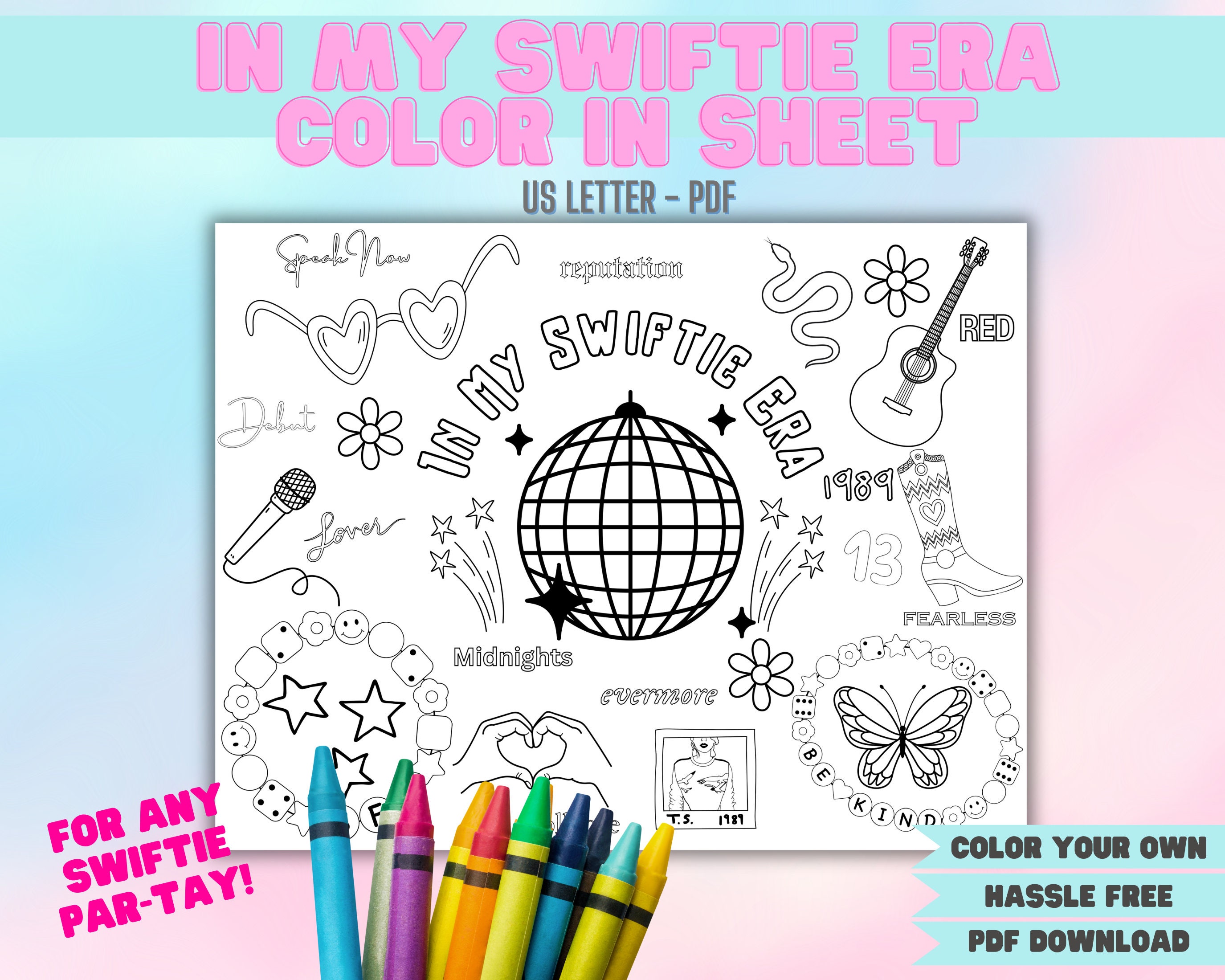 In My Swiftie Era Printable Sheet, Color in Sheet, Swift Color In ...