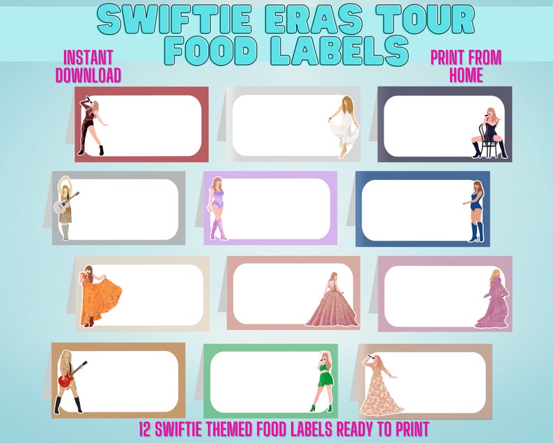 Eras Party Snacks Labels, Swiftie Party Name Tags, the Eras Printable ...