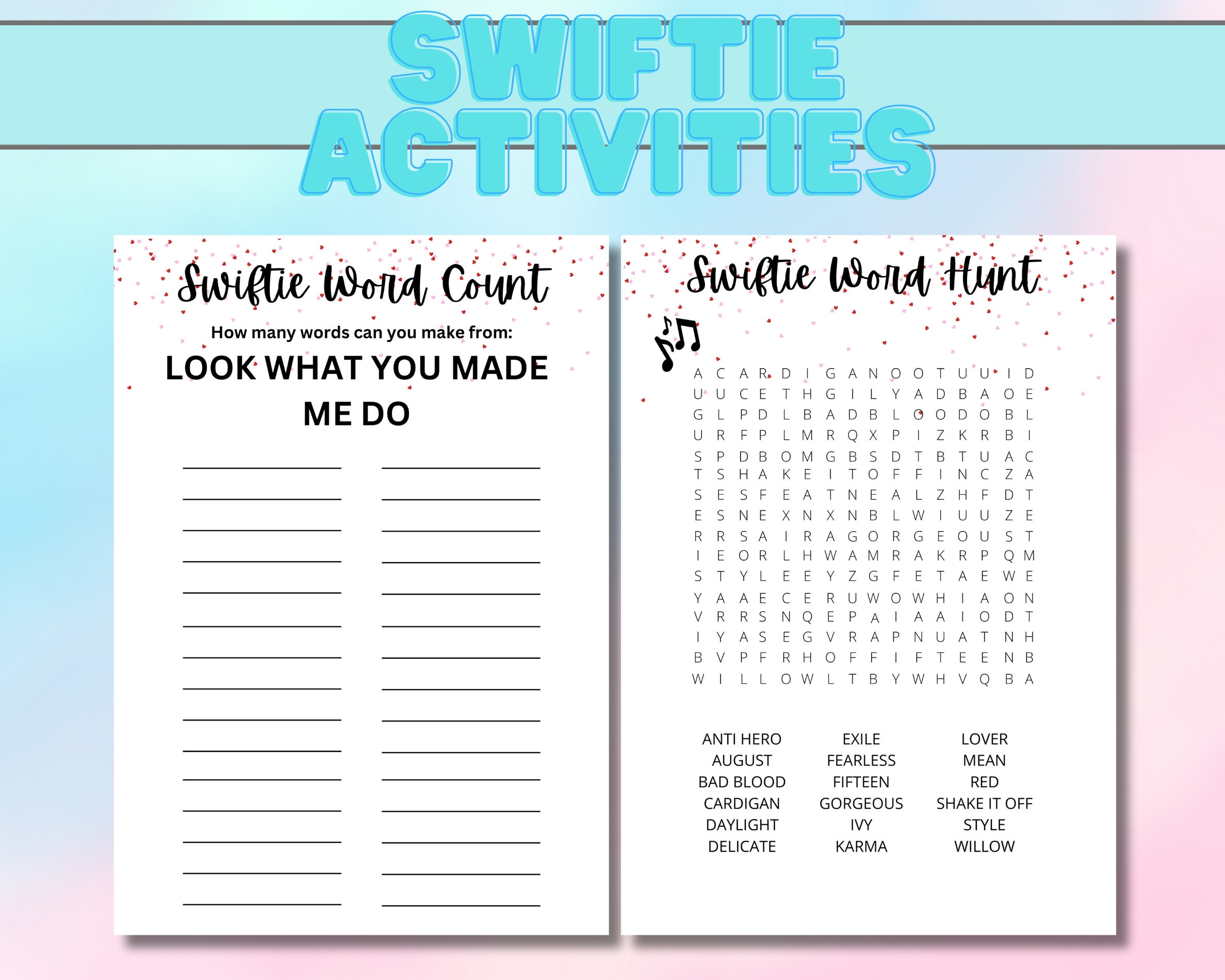 Swiftie Activities, Swift Party Games, Taylor Party Game Bundle, T Swift Party, Teen Party Games ...