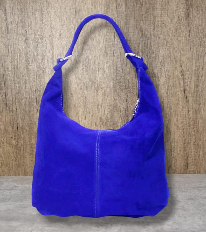Real Suede Leather Hobo Bag: Zipped Slouch Shoulder Bag - Etsy