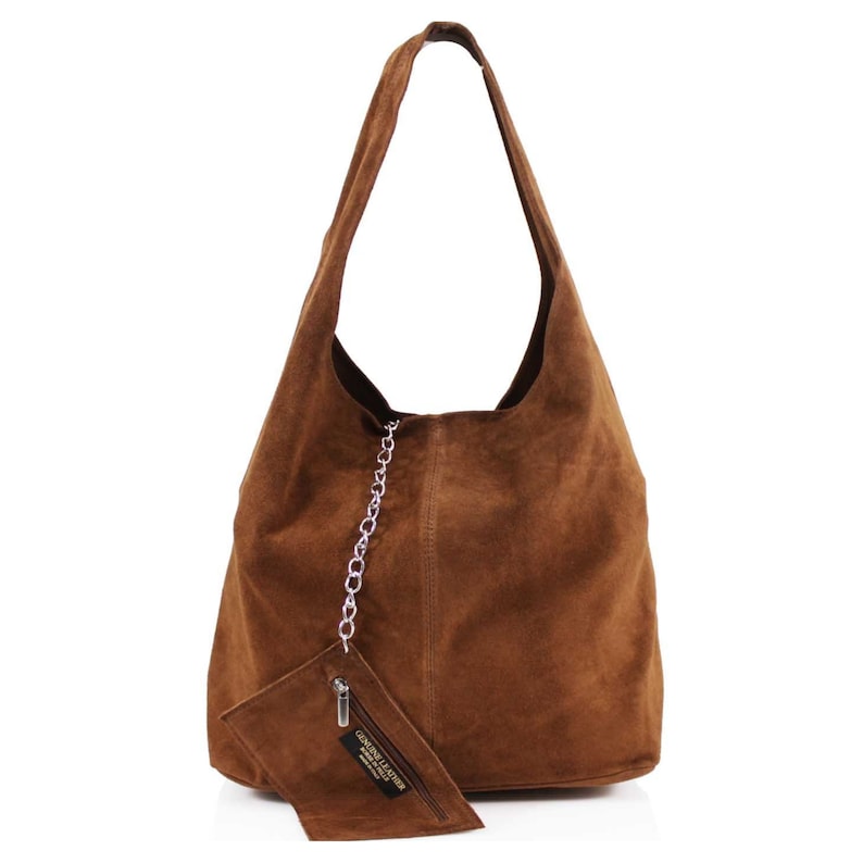 Real Suede Leather Tote Bag Slouch Bag Hobo Handbag Suede Leather ...