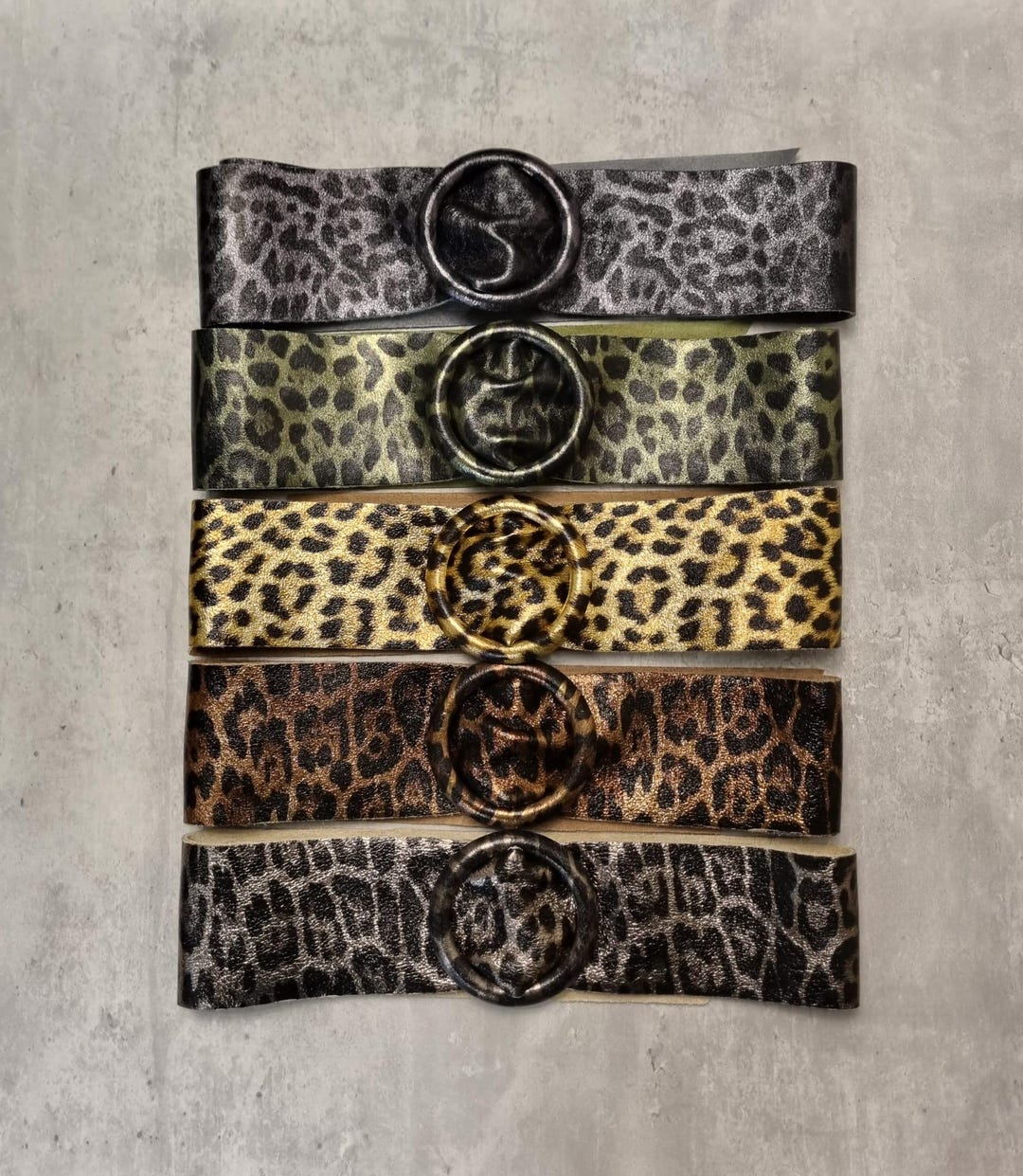 Real Leather Leopard Print Wide Waist Belt With Gold Buckle - Etsy