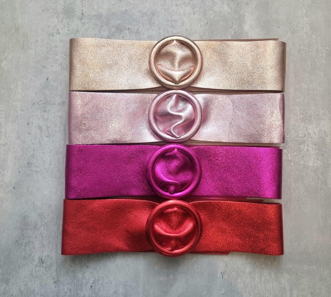 Real Leather Wide Waist Belt , Metallic Rose Gold Waist Belt, Women ...