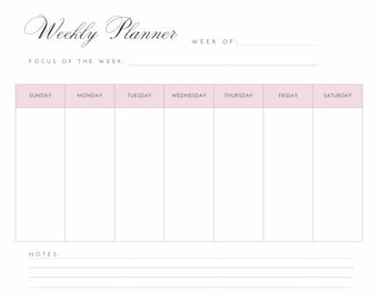 Printable 7 Day Weekly Planner Template, Digital 7 Day Weekly Planner ...