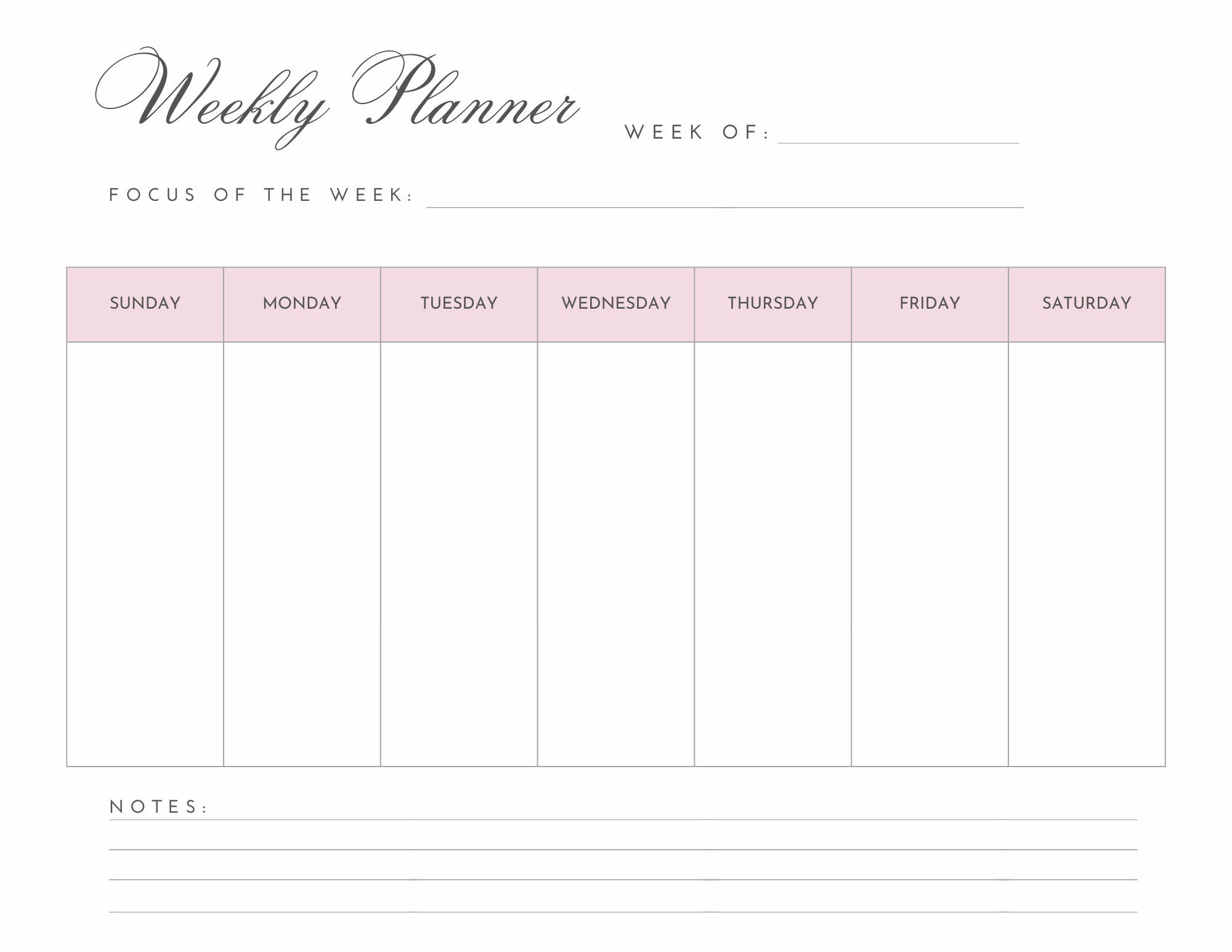 7 Day Weekly Planner - Etsy
