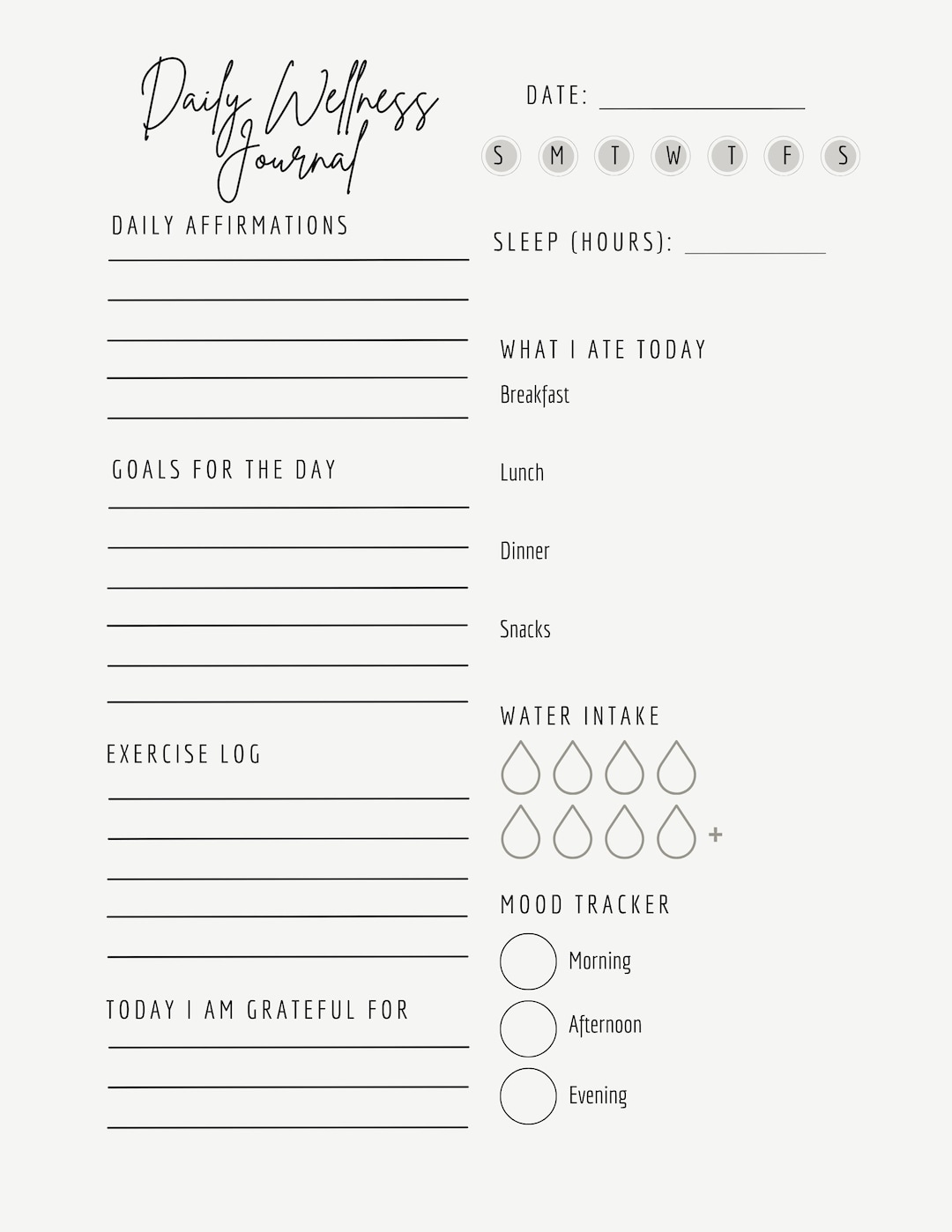 Daily Wellness Journal - Etsy