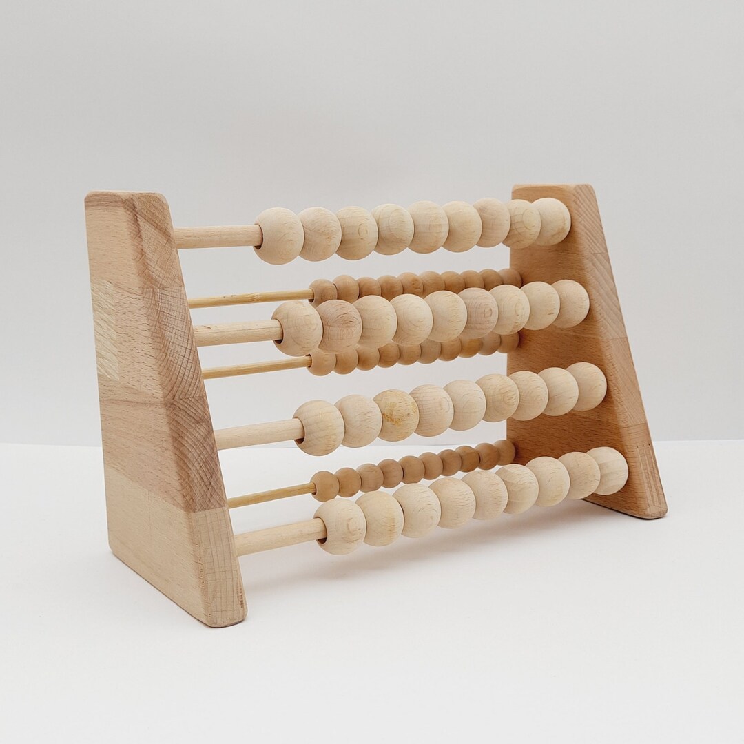 Unpainted Natural Abacus Made of Beech Wood, Wooden Educational Toy ...