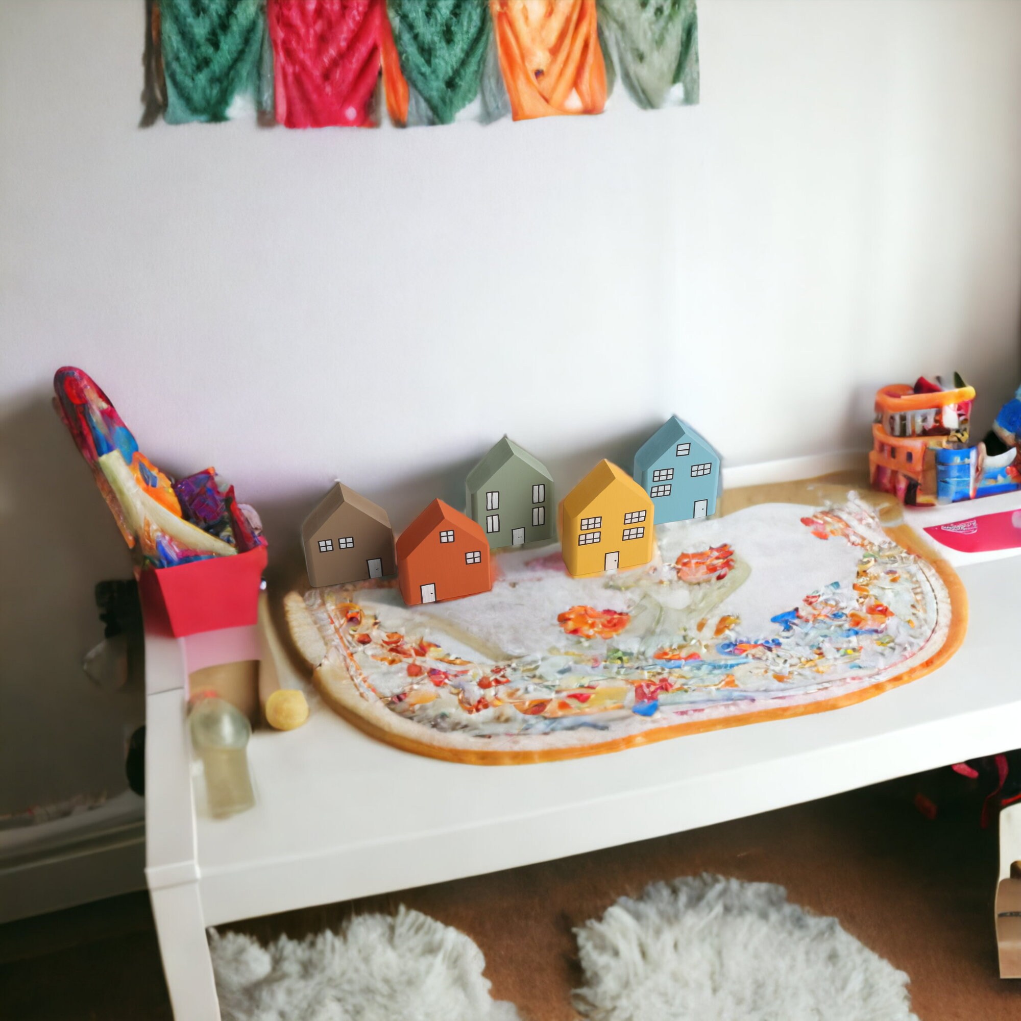 Organic Decorative Wooden Houses Wooden House Blocks Set - Etsy Canada