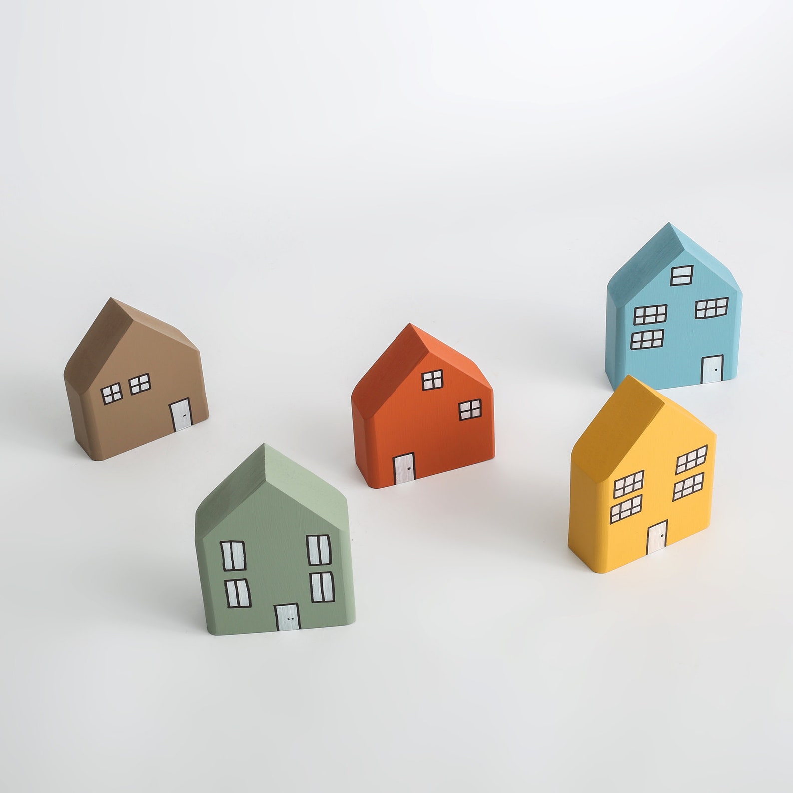 Organic Decorative Wooden Houses Wooden House Blocks Set - Etsy Canada