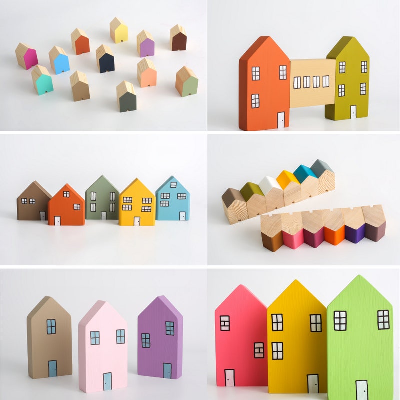 Wood House Blocks - Etsy