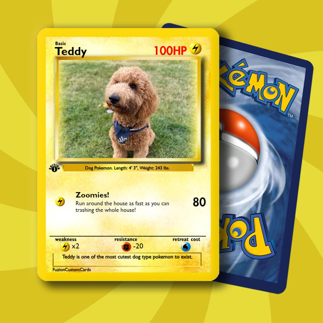 Poke Your Pet Dog Cat Hamster Custom Personalised Pokemon Card Birthday ...