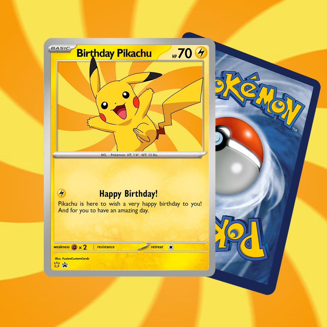 Pikachu Pokemon Personalised Custom Cartoon Handmade Happy Birthday ...