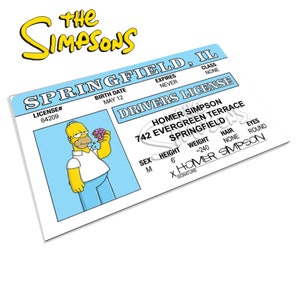 Homer Simpson ID Card Novelty Fake Replica Plastic Card Prop Funny Gift ...