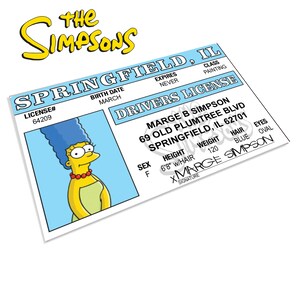 Marge Simpson ID Card Novelty Fake Replica Plastic Card Prop Funny Gift ...