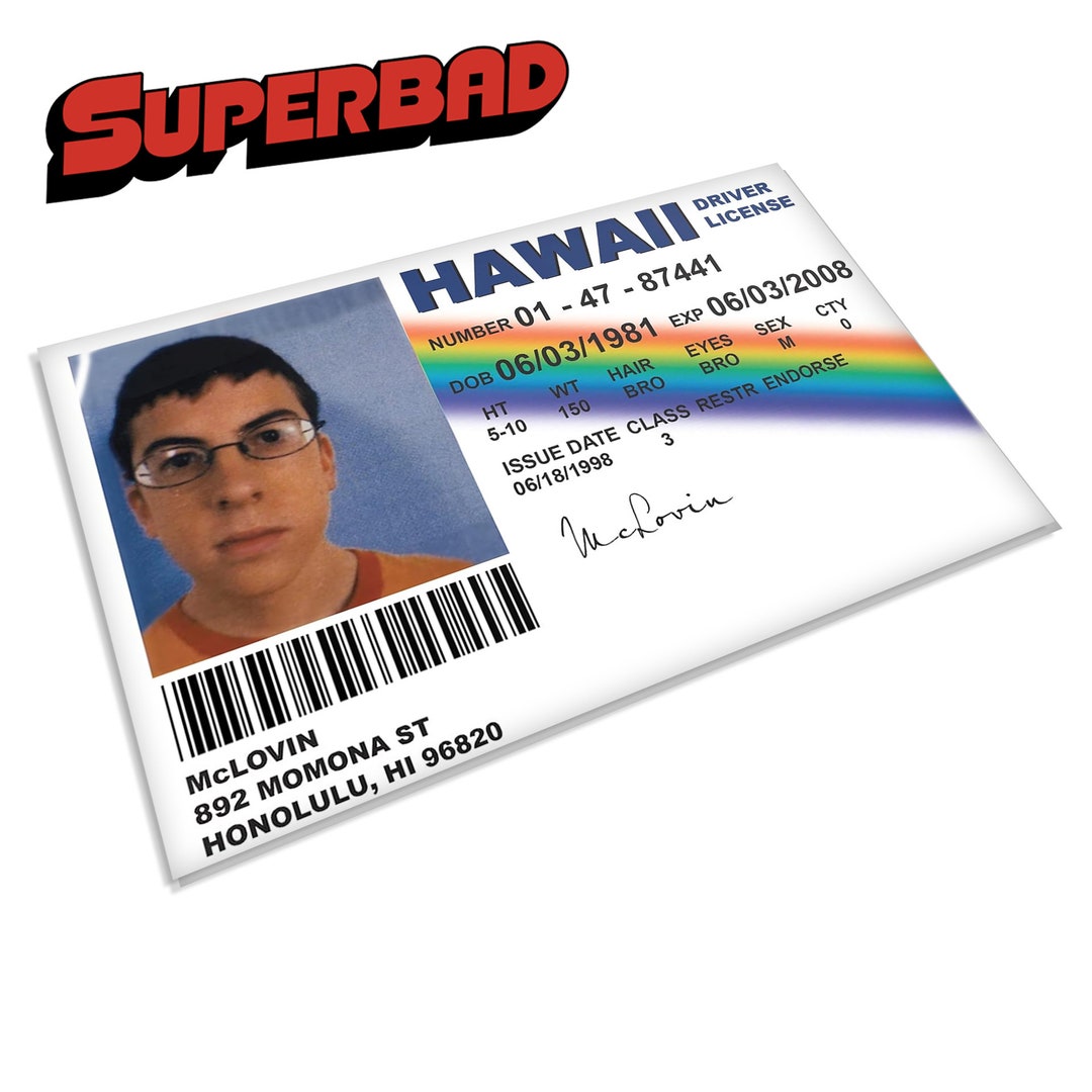 Mclovin Superbad Hawaii Driving License Novelty Fake Replica ID Card Prop Funny Gift - Etsy