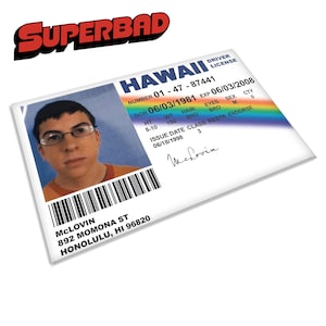 Mclovin Superbad Hawaii Driving License Novelty Fake Replica ID Card ...