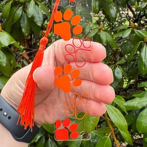 Paw Print Acrylic Bookmark With Tassel, Paw Print Bookmark, Book Lover ...