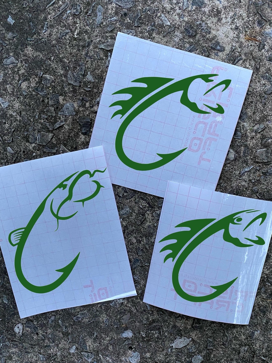 Fish Hook Permanent Decal, Bass Decal, Catfish Decal, Trout Decal, Fish ...