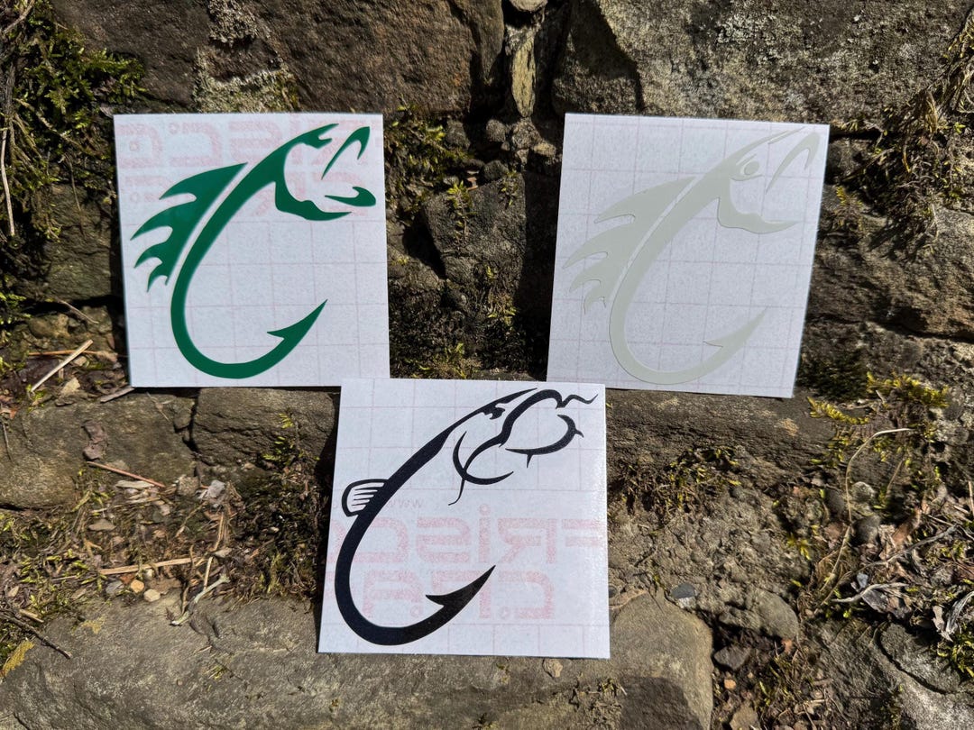 Fish Hook Permanent Decal, Bass Decal, Catfish Decal, Trout Decal, Fish ...