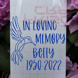 Memorial Decal, in Memory Decal, Remembrance Decal, in Loving Memory ...
