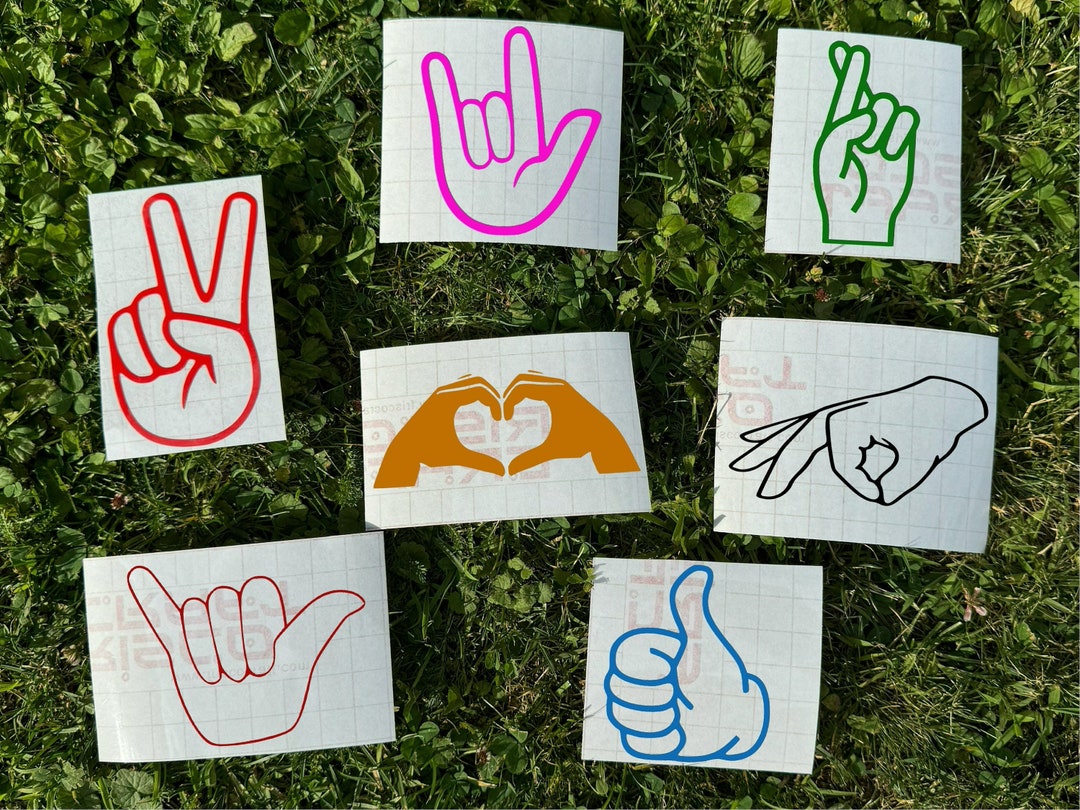 Hand Gesture Permanent Decal, Hand Sign Decal Decal - Etsy