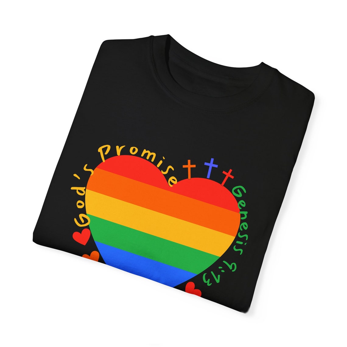 Christian Rainbow Heart Comfort Colors T-shirt, Christian Pride Genesis ...