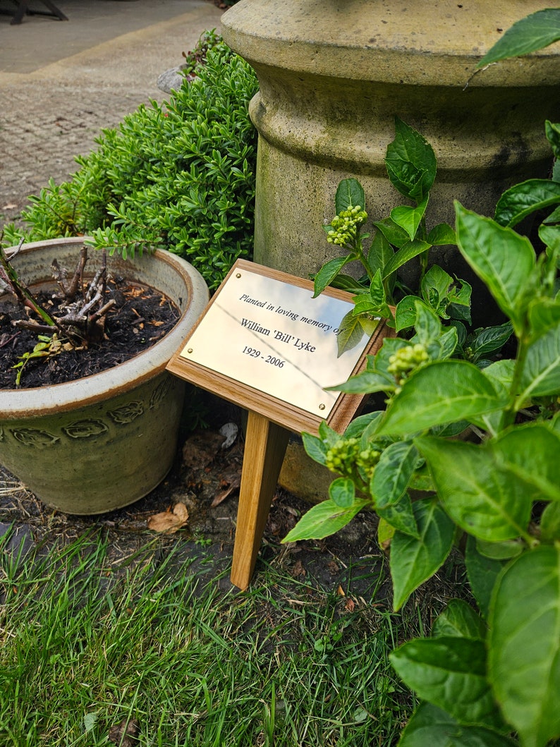 Engraved Brass Memorial Plaque With Wooden Stake - Etsy UK