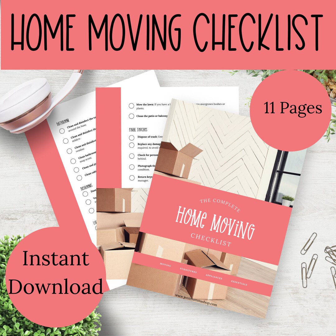 Printable House Move Checklist Home Moving Cleaning Checklist Printable ...