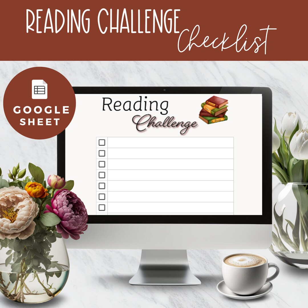 Reading Challenge Checklist Google Sheets Spreadsheet Book - Etsy